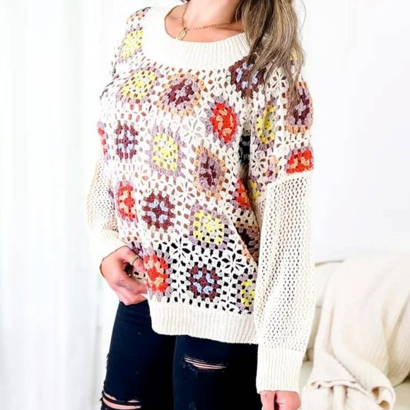 POL | Sweaters | Host Pick Pol Crocheted Granny Square Knit Sweater ...